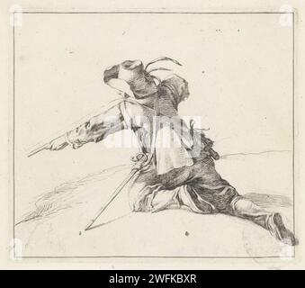 . Kneaded soldier with rifle to the left, seen on the back. Over his ...