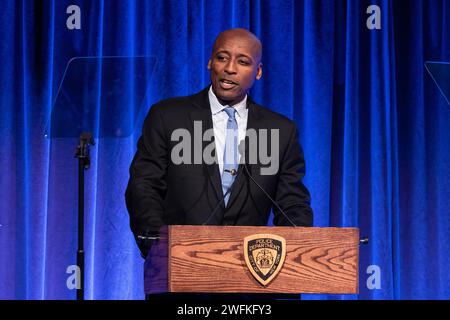 Tarik Sheppard speaks during Police Commissioner Edward Caban 'State of ...