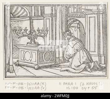 Solomon prays for wisdom, Solomon kneels in prayer before the ark of ...