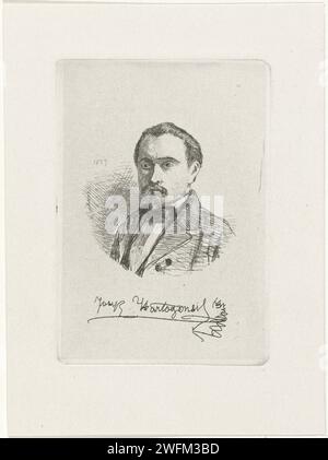 Self -portrait of Joseph Hartogensis, Joseph Hartogensis, 1857 print ...