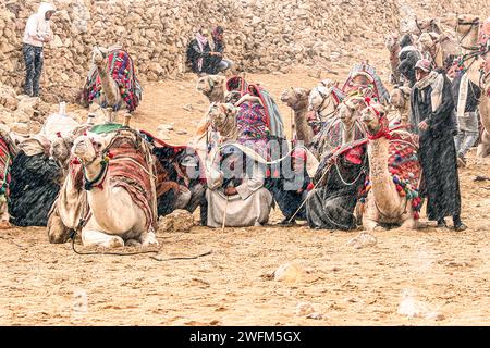 Giza, Egypt. 31st Jan, 2024. Collapsed stones are seen in front of the ...