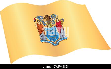 accurate correct new jersey nj state flag flying waving flowing on ...