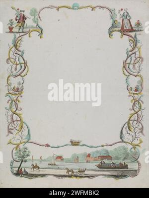 Wish letter with tow barge, 1784 print Wish letter with described ...