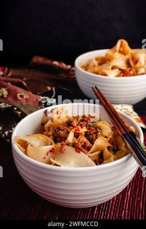 Bowls of Biang Biang Noodles Served with Side Dishes: Belt noodles ...