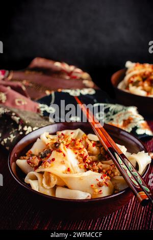 Bowls of Biang Biang Noodles Served with Side Dishes: Belt noodles ...
