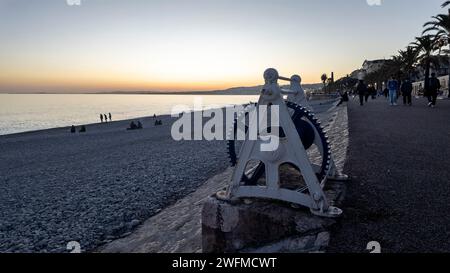 NICE, FRANCE - JANUARY 25, 2024: Panorama of Coastal street of city of ...