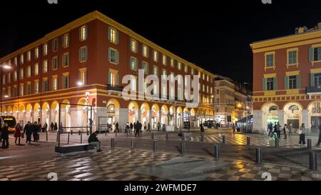 NICE, FRANCE - JANUARY 25, 2024: Panorama of Coastal street of city of ...