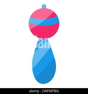 rattle toy childrens day sound development colored icon element line ...
