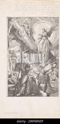 Resurrection of Christ, Anonymous, After Hendrick Goltzius, 1596 - 1667 print Christ floats in ...