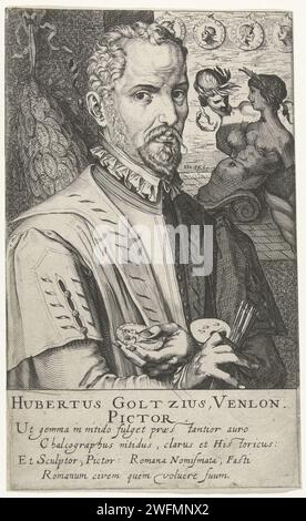 Portrait of Hubert Goltzius, Simon Frisius, Hendrick Hondius (I), after ...