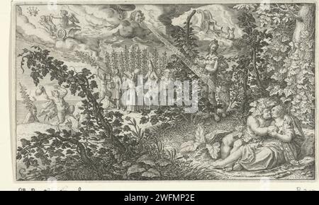 Bacchus and Ariadne as loved ones, Jacob Matham, after David Vinckboons ...