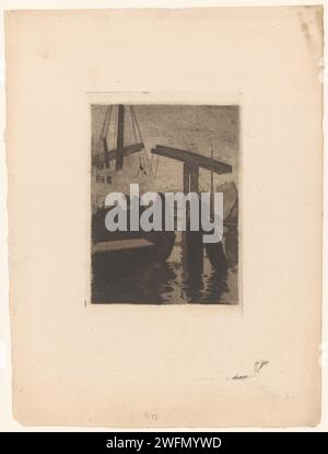 Drawbridge and ship in the fog Stock Photo - Alamy