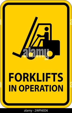 Caution forklifts in operation Sign on white background Stock Vector ...