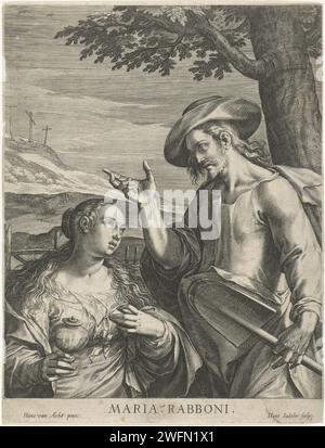 The risen Christ appears as gardener to Mary Magdalene. Engraving Stock Photo - Alamy