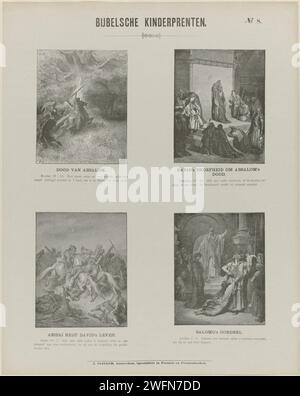 Bible children's prints, 1869 - 1908 print Leaf with 4 performances of ...