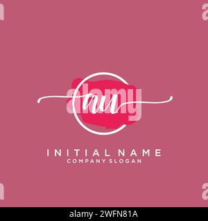 AU handwriting logo with circle template vector signature, wedding ...