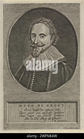 Portrait of Hugo de Groot, Pieter van Gunst, c. 1669 - 1731 print Hugo ...
