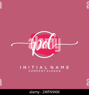 PD Initial handwriting with brush circle logo Stock Vector Image & Art ...