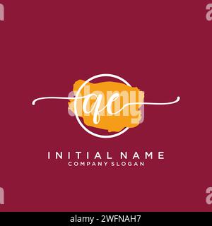 QE handwriting logo with circle template vector signature, wedding ...