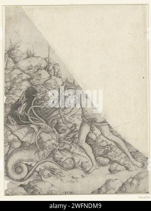 Hercules beats the Hydra van Lerna, Hans Sebald Beham, 1545 print paper ...