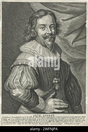 An engraved portrait of Jacques Callot by Michel Lasne, showing ...