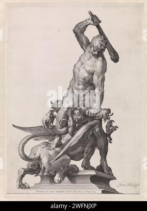 Hercules kills the Hydra van Lerna, Gabriel Salmon, c. 1528 print paper ...