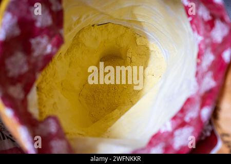 whole maize flour for sale at retail shop from top angle at day Stock ...