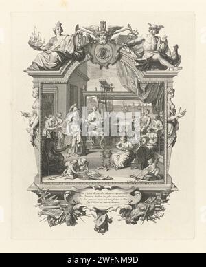 Minerva visits women who spin and weave, Bernard Picart, 1717 print ...