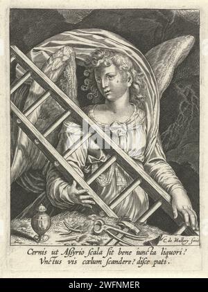 Engel with the ladder, hammer, nails and ointment pot, Aegidius Sadeler ...