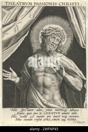Christ as a man of sorrows, accompanied by Engelen, Hieronymus Wierix, 1563 - Before 1619 print ...