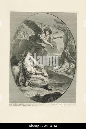 An angel points Hagar to a source, Bernard Lens (II), 1669 - 1725 print ...