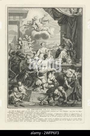 Triumph of painting, Bernard Picart, 1725 print Allegorical title page with Peace (PAX ...