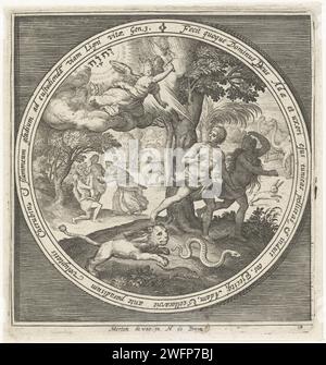 Adam and Eva in Paradise, Nicolaes de Bruyn, After Maerten de Vos, 1581 - 1656 print Adam and ...