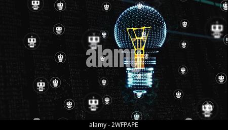 Image of light bulb, chatbot icons and data processing Stock Photo - Alamy
