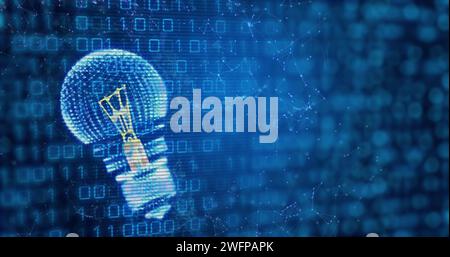 Image of light bulb and binary coding data processing Stock Photo - Alamy