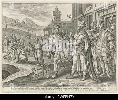 The death of King Ahab in his chariot. Old Testament. Antique bible ...