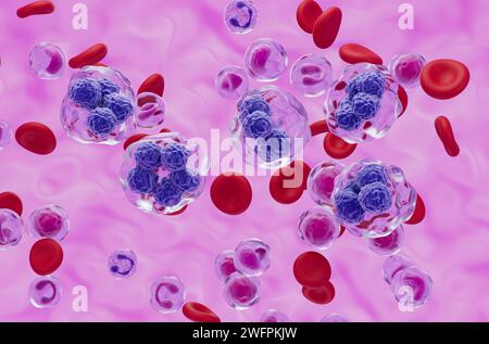 Monocyte white blood cell in a blood smear, computer illustration ...