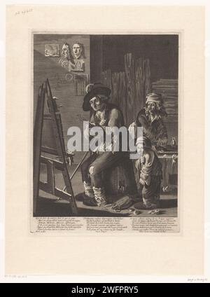 Poor painter with his family in studio Stock Photo - Alamy