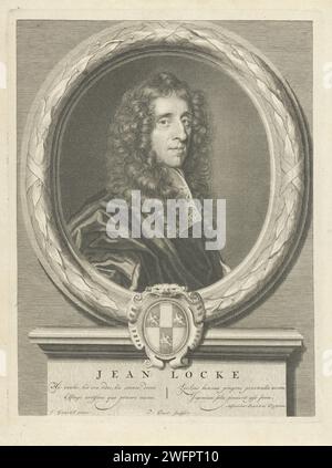 Engraving portrait of John Locke. By Pieter Tanjé (1706-1760). 18th ...