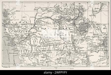 Stanley's Journey Itinerary Map. Africa. Emin Pasha Relief Expedition ...