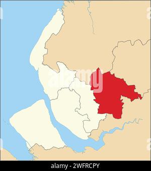 Red flat blank highlighted location map of the METROPOLITAN BOROUGH OF ...