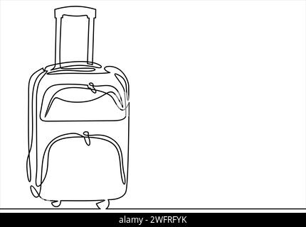 Travel suitcase in continuous line drawing style. Luggage valise with ...