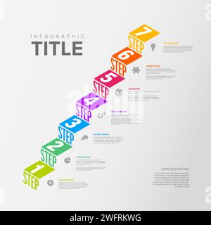 Vector Infographic long seven steps diagram template for workflow ...