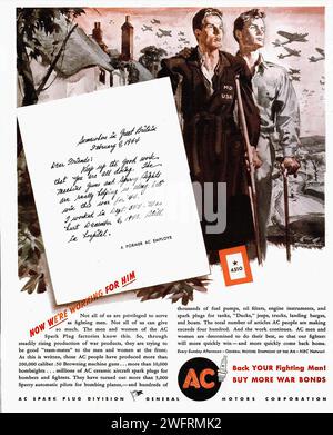 1943 machine gun team - World War II - U.S propaganda Poster Stock ...