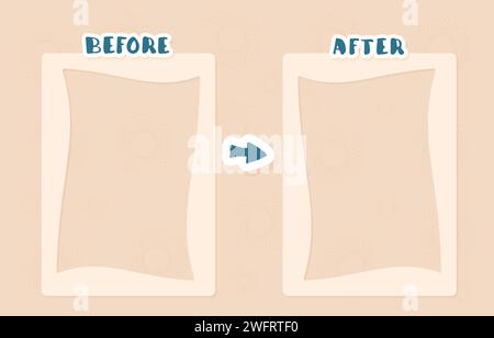 Before after template with comparison frames, vector thin line stars ...