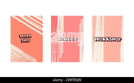 Workshop handwritten lettering banners set. Three template posters for ...