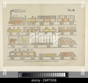 Railway train, 1832 - 1850 print Leaf with 4 performances of a ...