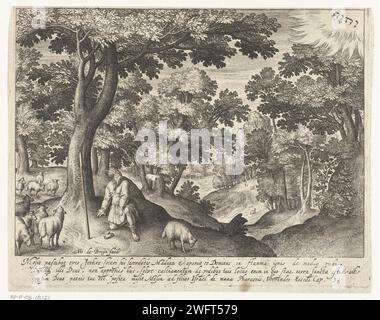 Moses is addressed by God on Mount Horeb, Nicolaes de Bruyn, 1633 ...