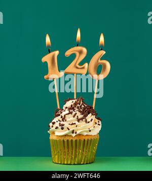 Candle number 126 birthday - Green anniversary card with pennants Stock ...