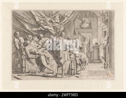 Dood Van Cato, Pietro Testa, 1648 print The statesman Cato has pierced ...